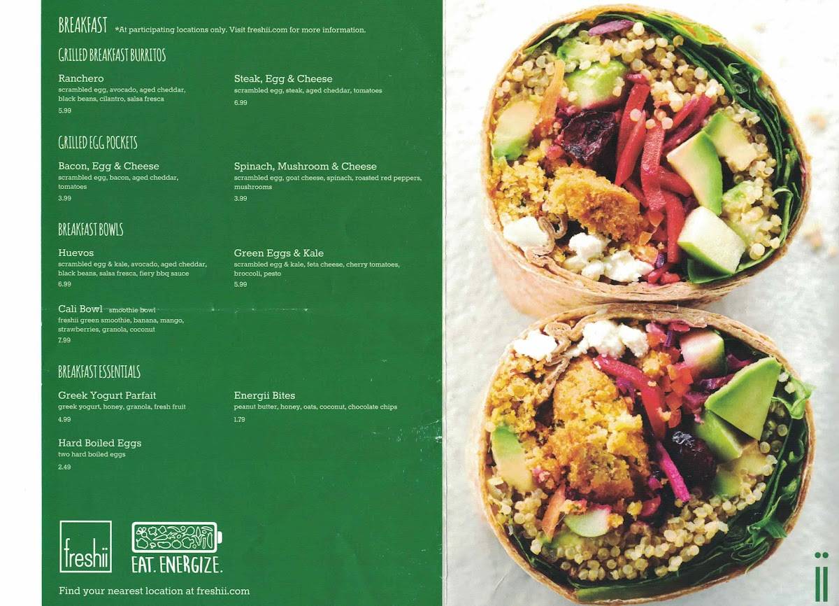 Menu at Freshii fast food, Aurora, 239 Earl Stewart Dr