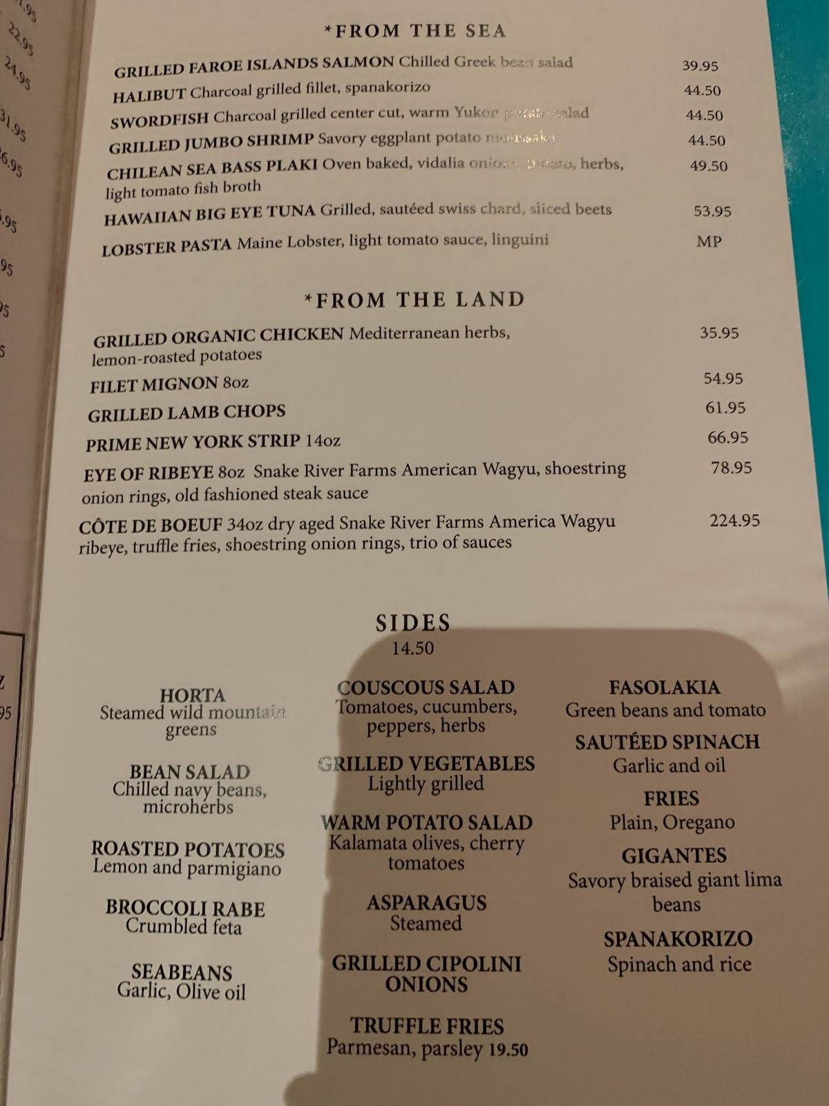 Menu at Avra Beverly Hills restaurant, Beverly Hills