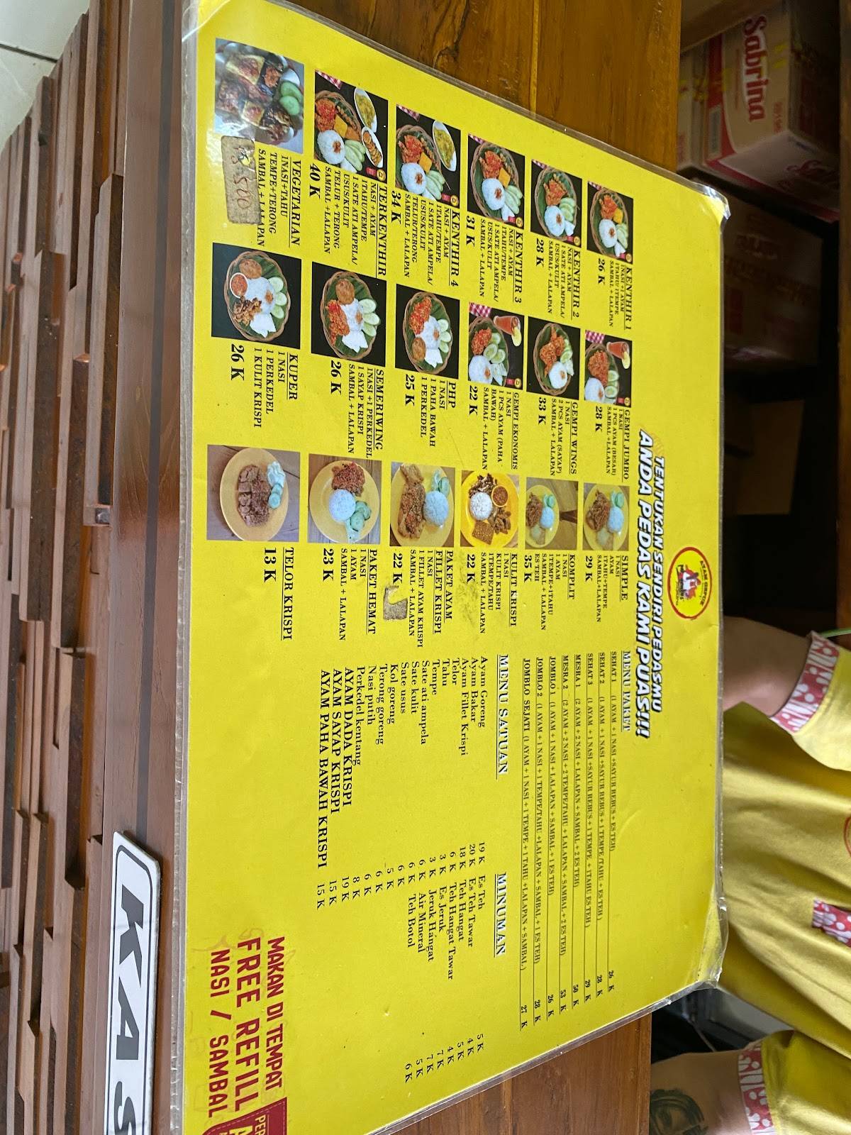 Carta del restaurante Ayam Gepuk Pak Gembus Kerobokan, Mengwi