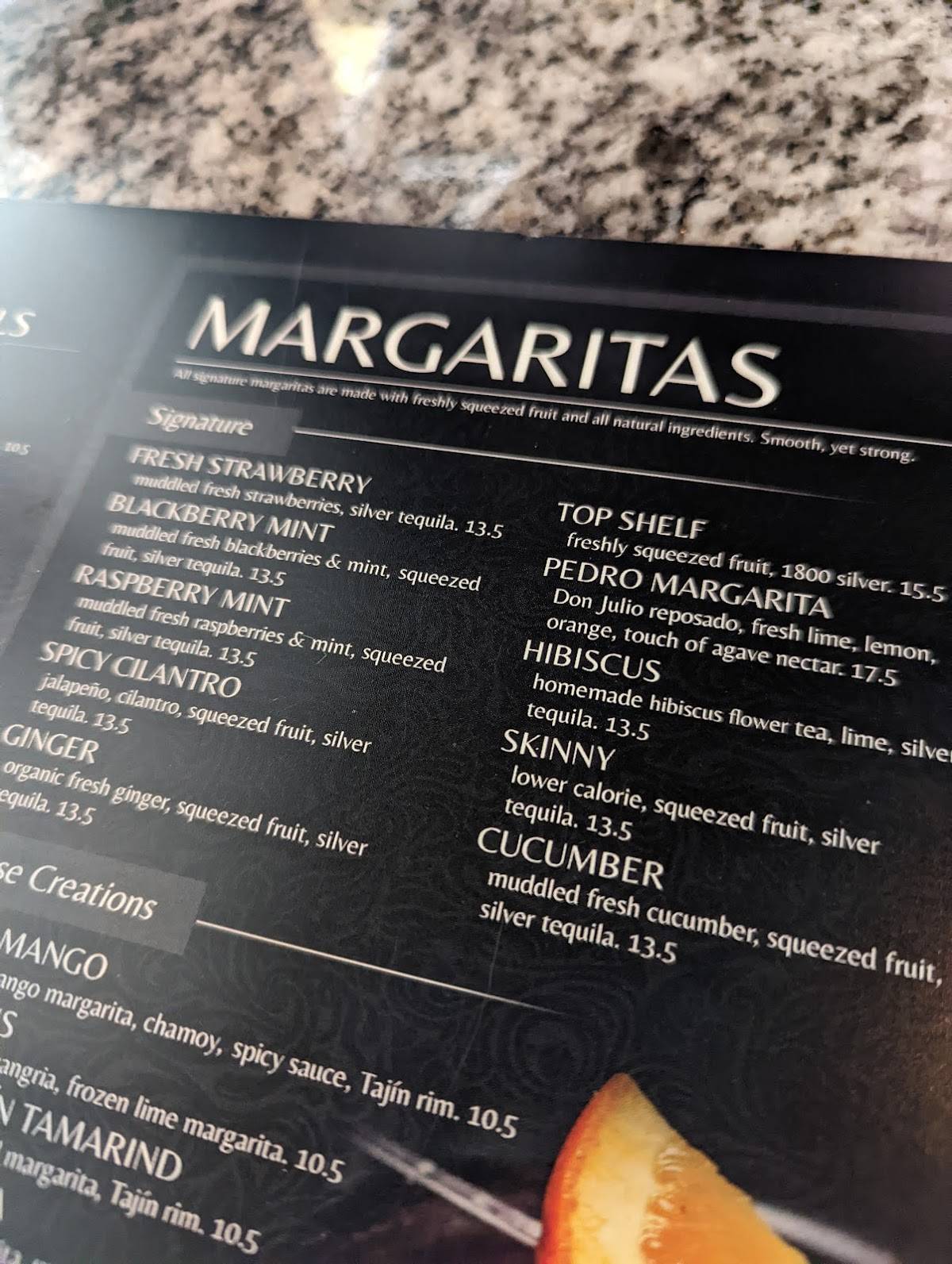Menu at Azteca Mexican Restaurant and Margarita Bar, Mentor