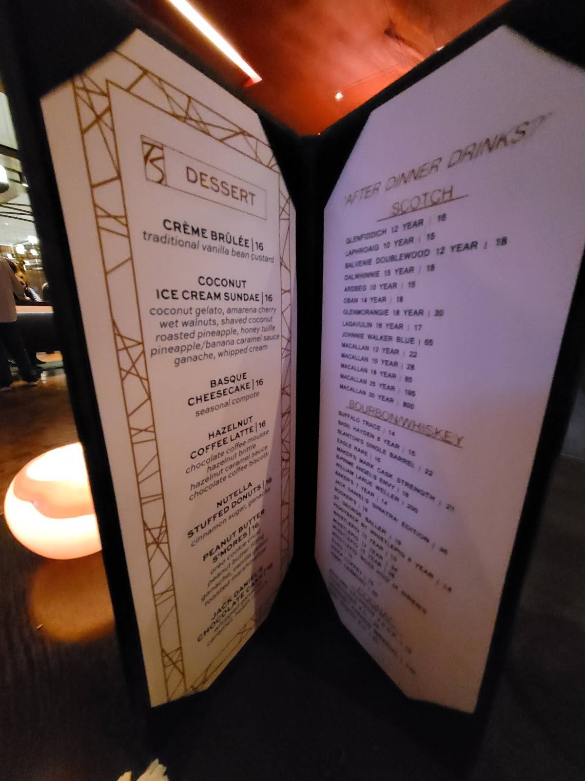 Menu at B-Prime Steakhouse, Atlantic City