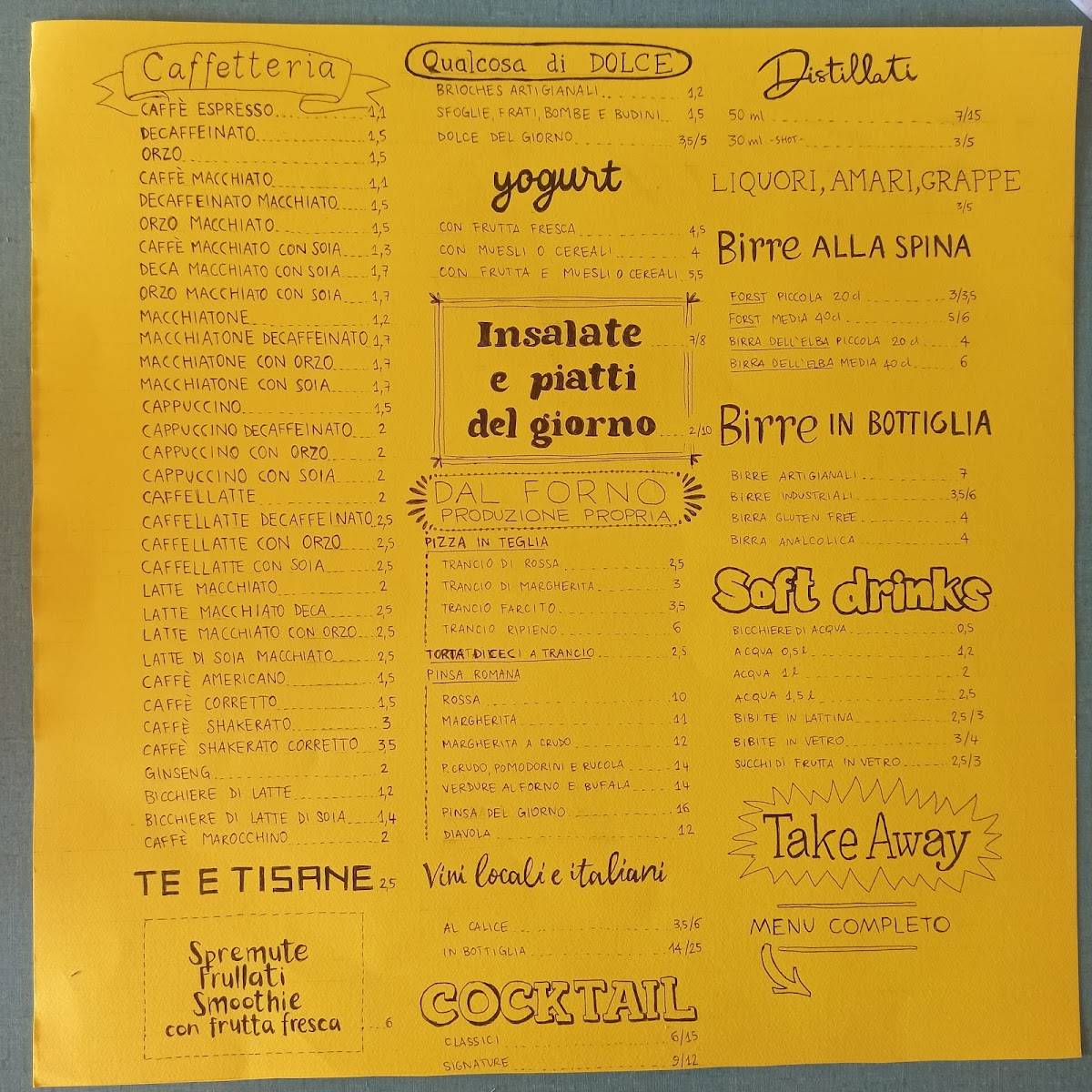 Menu da Baba Yaga pub & bar, Pomonte