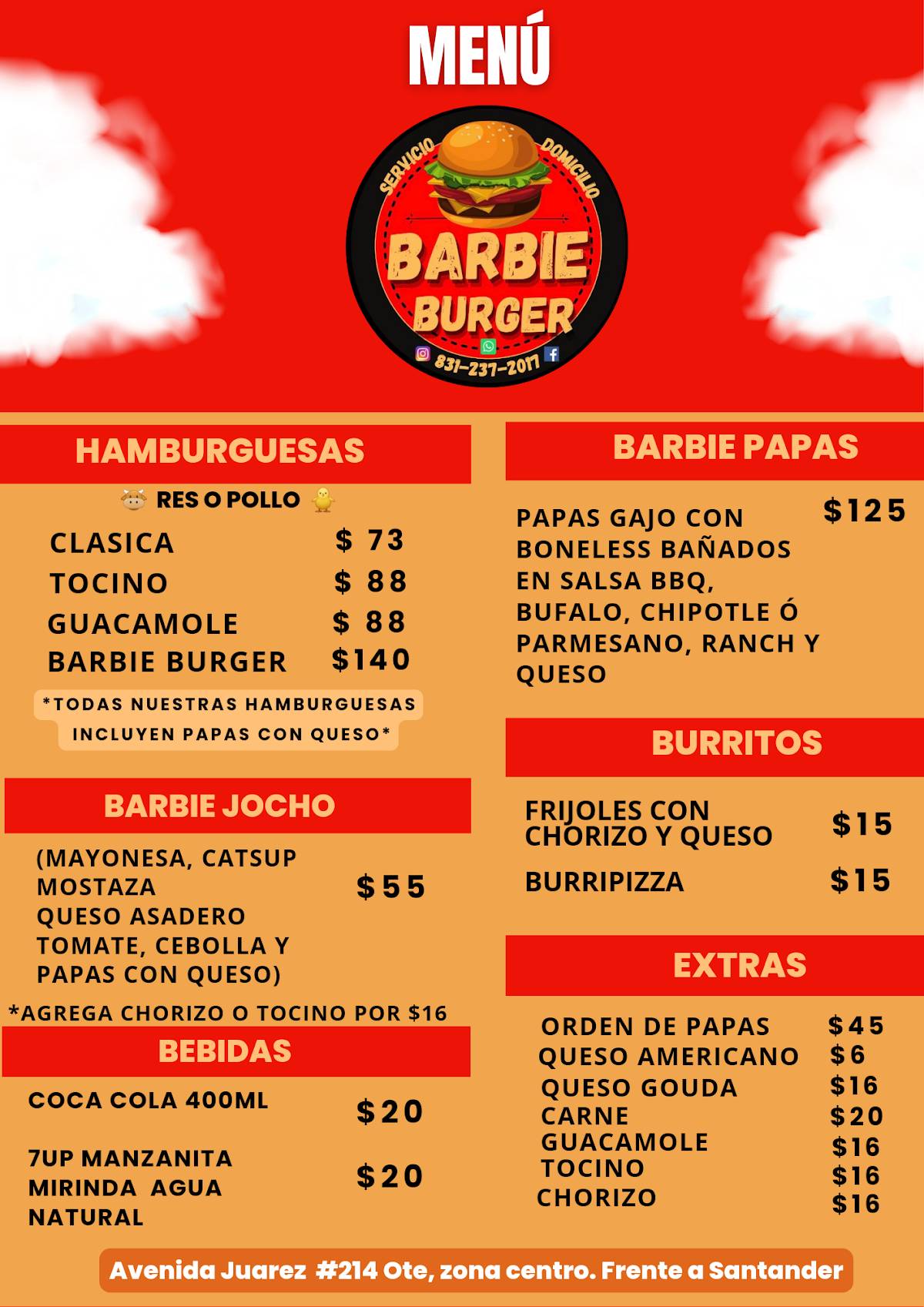 Menu at BARBIE BURGER, Ciudad Mante