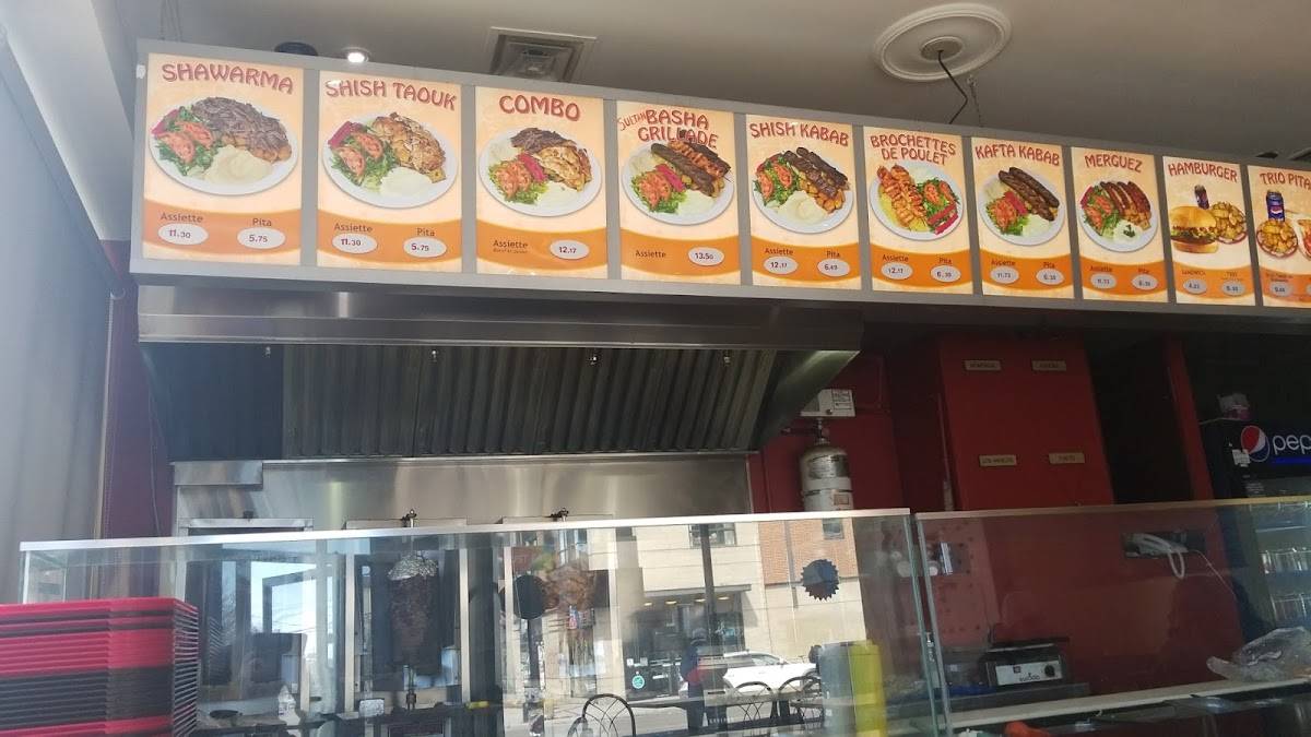 Menu au Basha restaurant, Montréal, Av du Parc