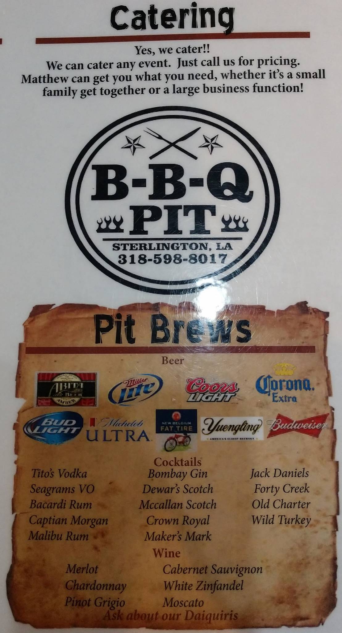 Menu at BBQ Pit, Monroe, 8825 US-165 Suite 4