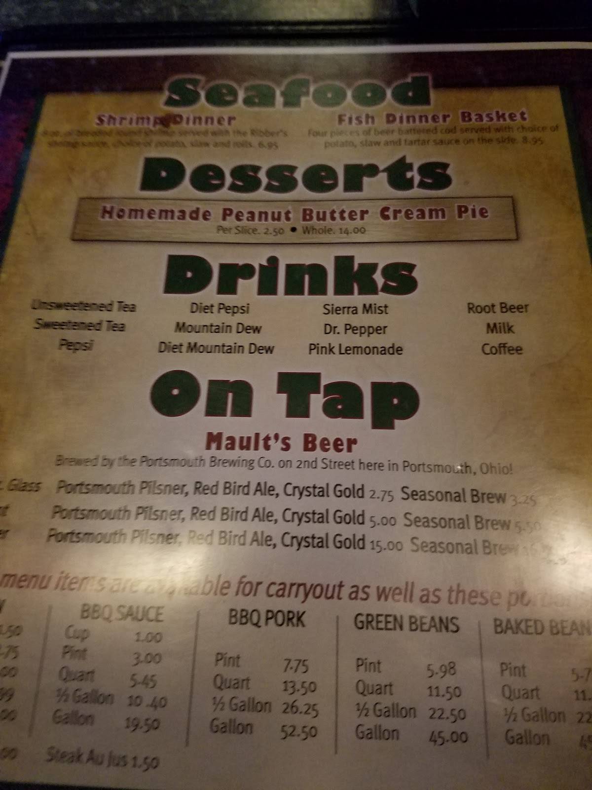 Menu at Scioto Ribber BBQ, Portsmouth