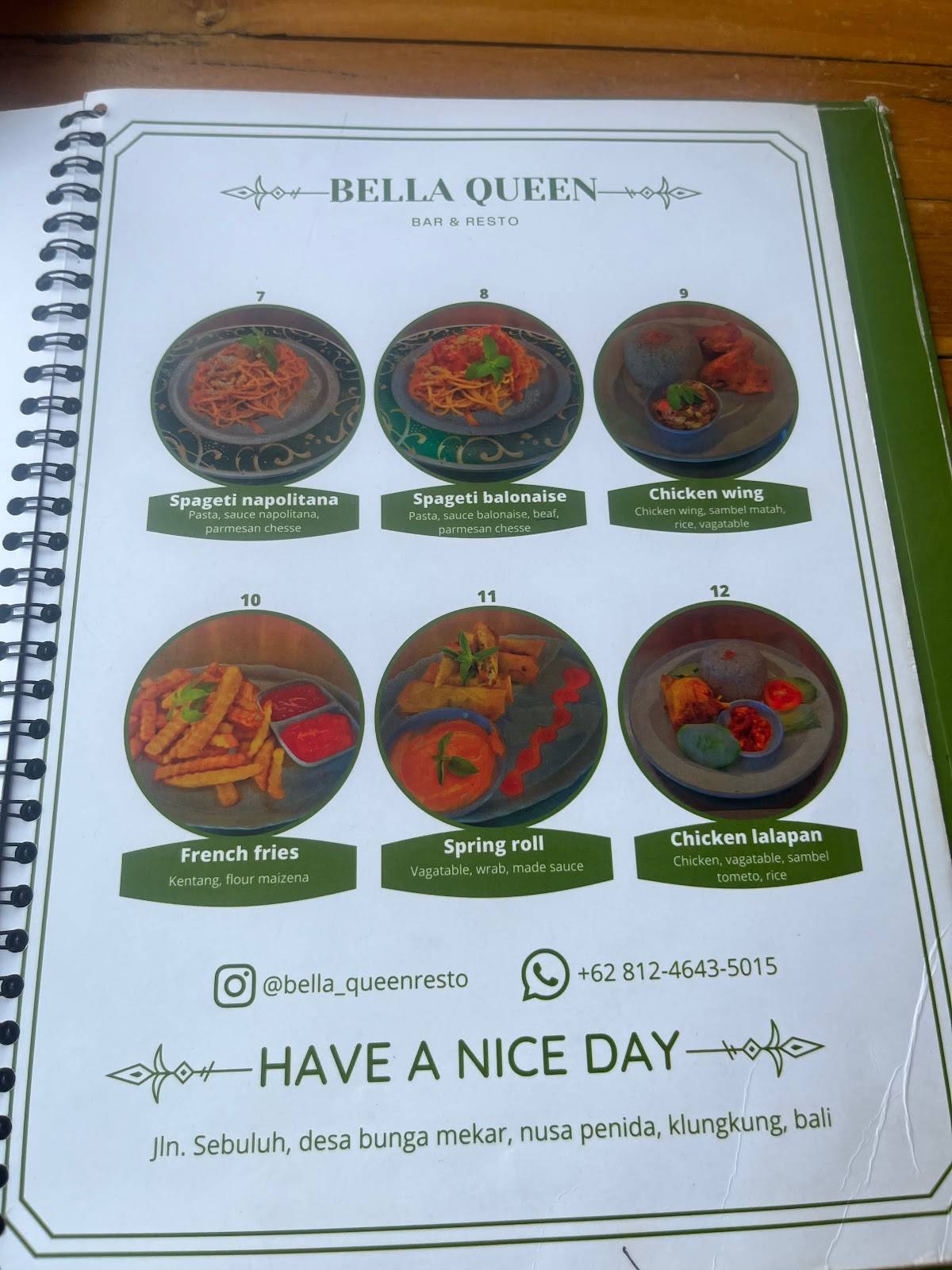 Menu at BELLA QUEEN RESTO AND BAR, Bunga Mekar