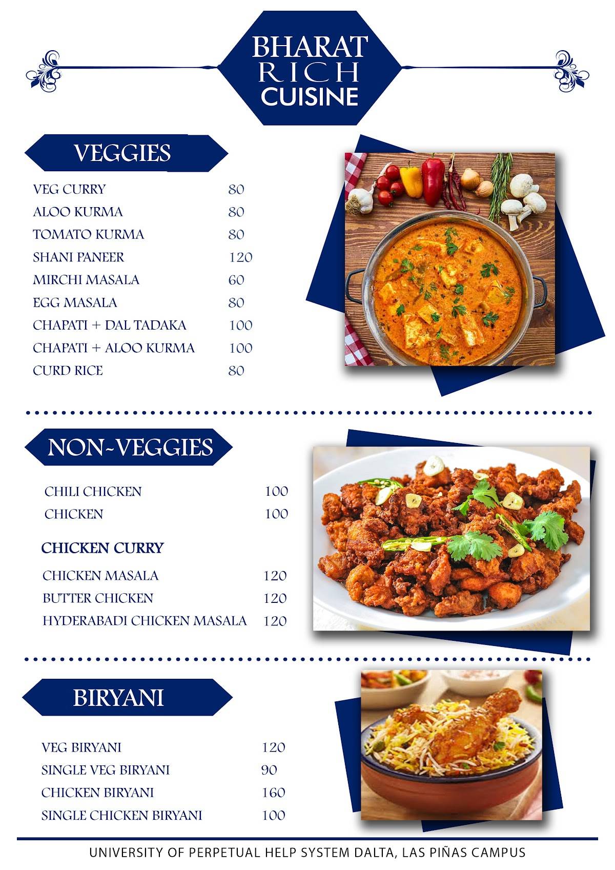 Menu at BHARAT RICH CUISINE restaurant, Las Pinas