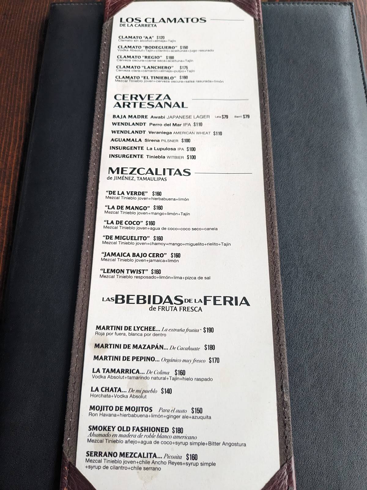 Menu at BODEGA 8 steakhouse, Tijuana, Blvd. Agua Caliente 10387
