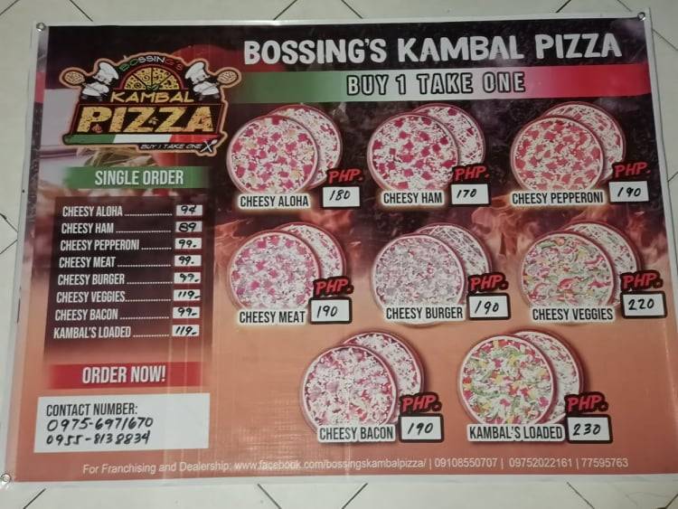 Menu at BOSSING KAMBAL PIZZA pizzeria, Pasay