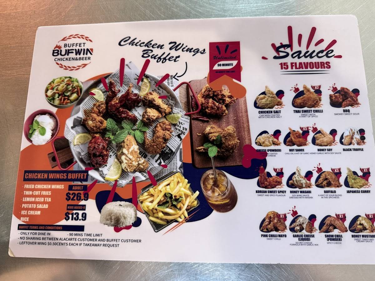 Menu at BUFWIN —chicken buffet & beer. Halal food restaurant, Underwood