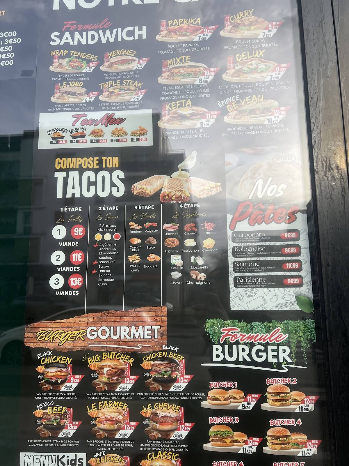 Menu au BUTCHER FAST-FOOD HALAL restaurant, Trappes