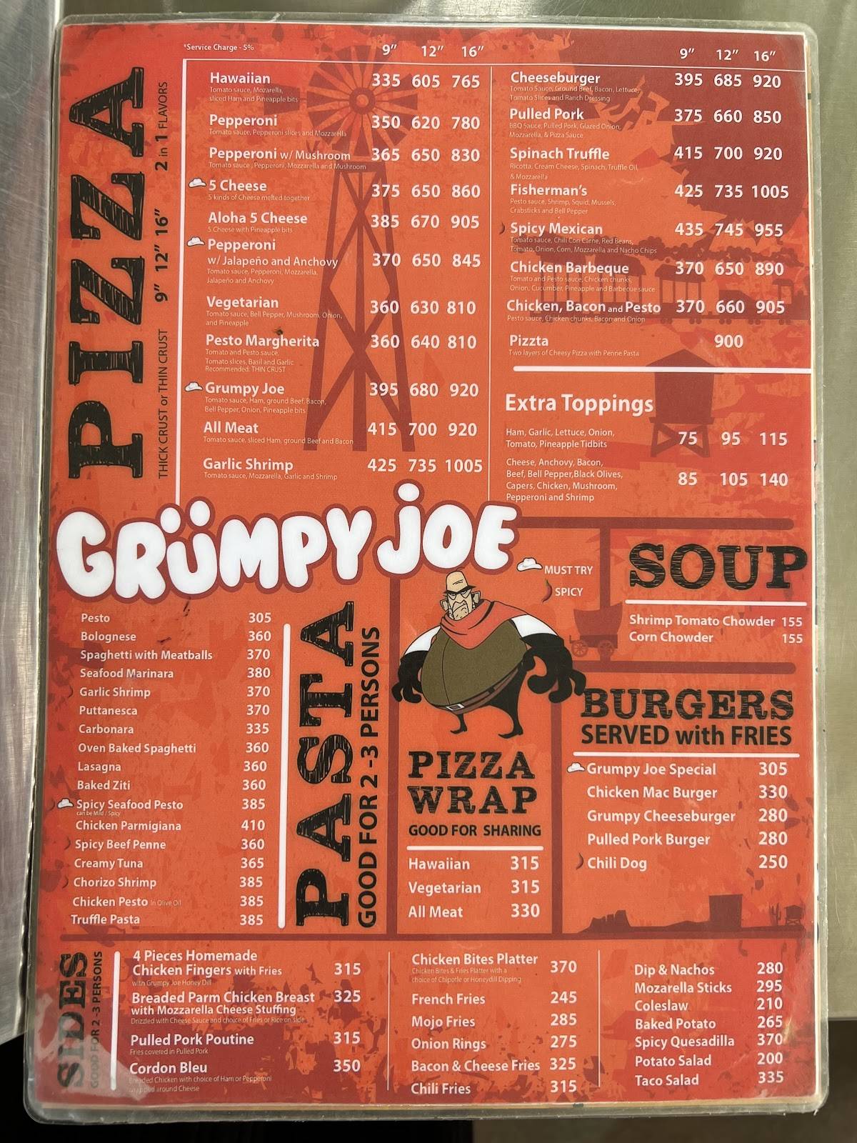 Menu at Grumpy Joe restaurant, Baguio, 15 Gibraltar Rd