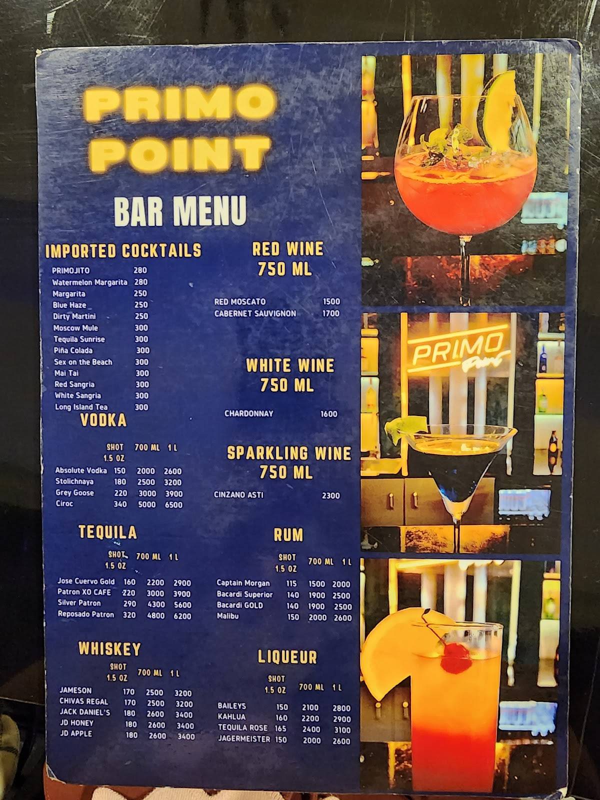 Carta de Primo Point Bar and Restaurant, Baguio