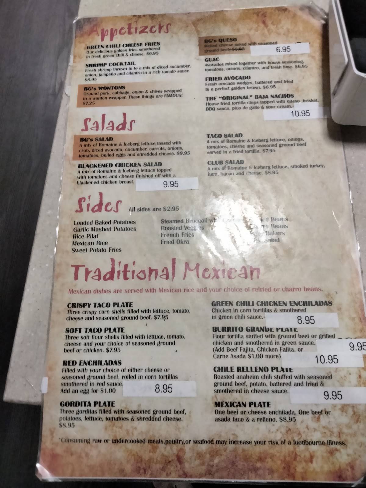 Menu at Baja Grill restaurant, Lovington