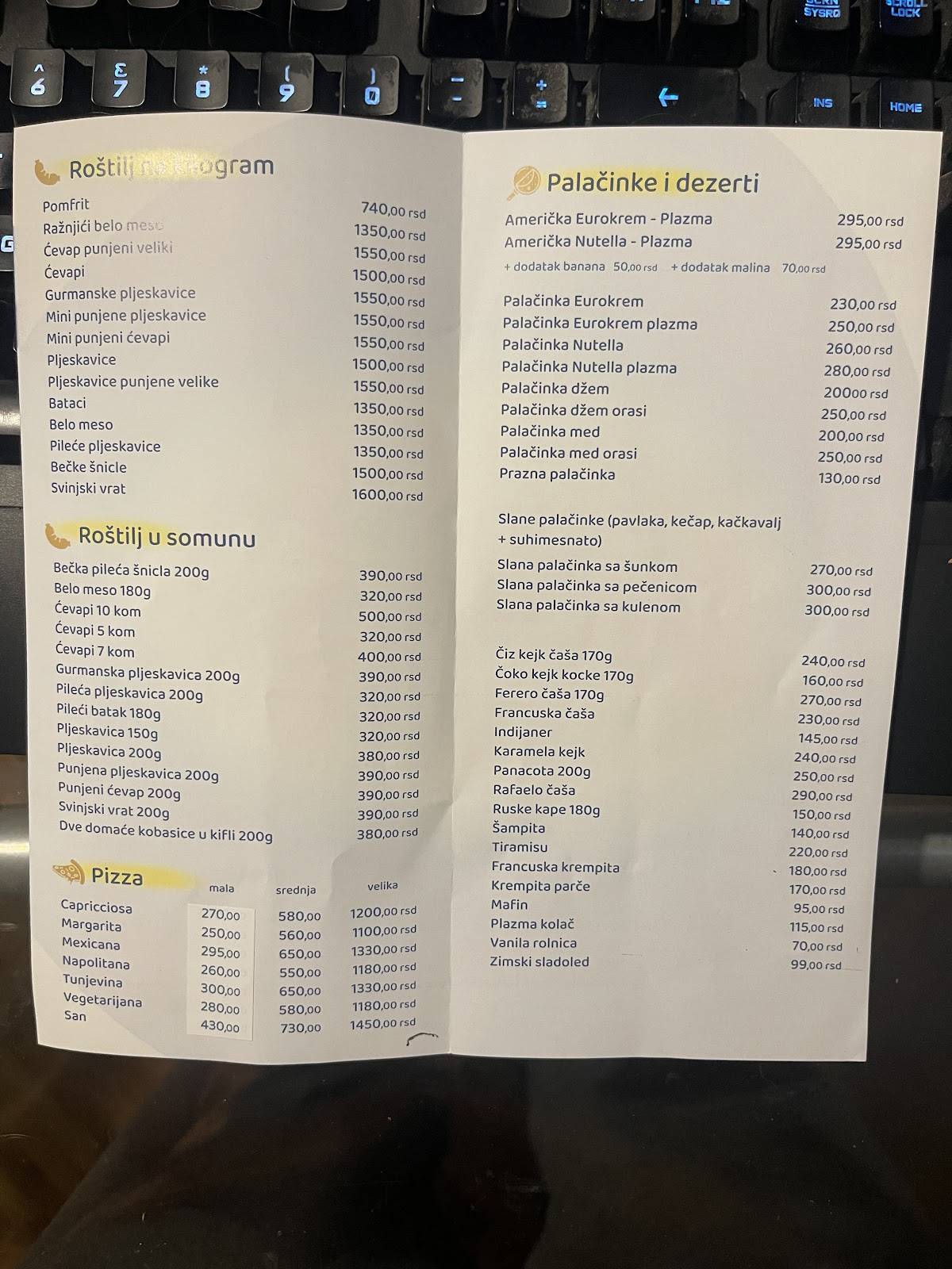 Menu at Pekara San Vršac, Vršac, Bulevar Žarka Zrenjanina 29