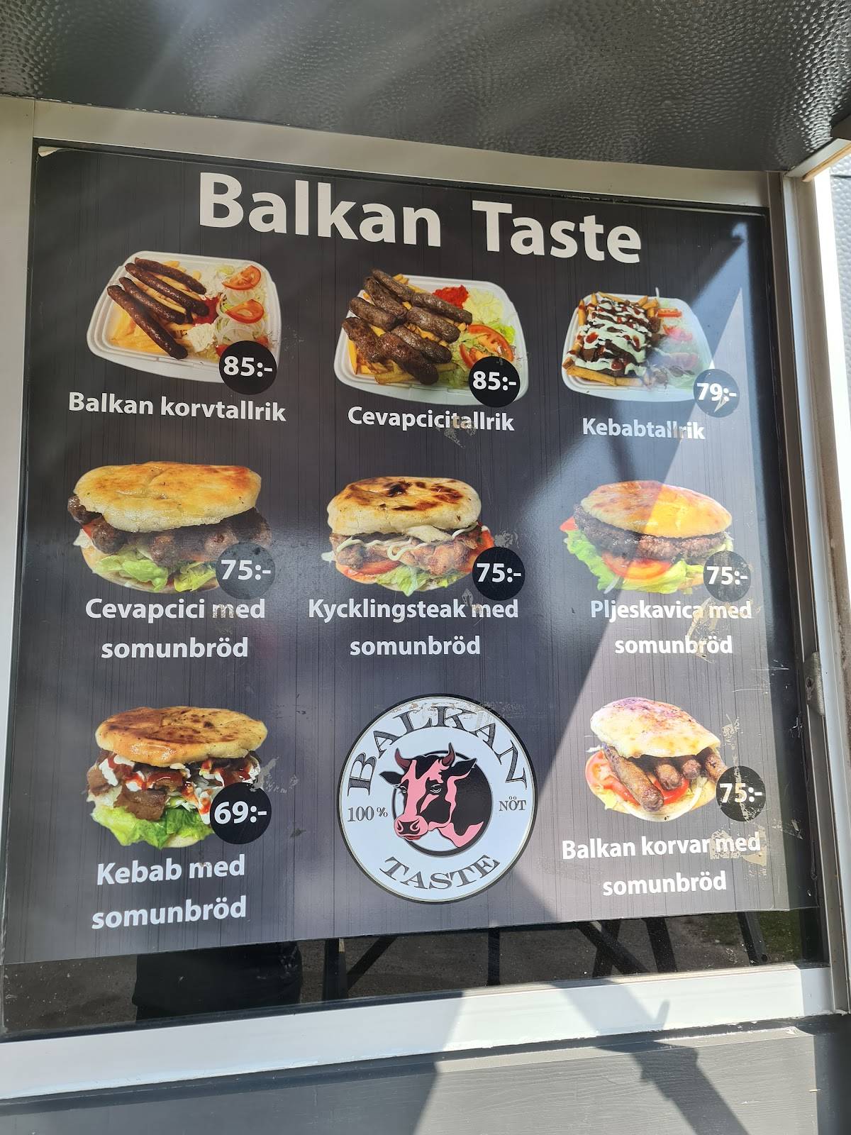 Menu at Balkan Taste restaurant, Norrköping