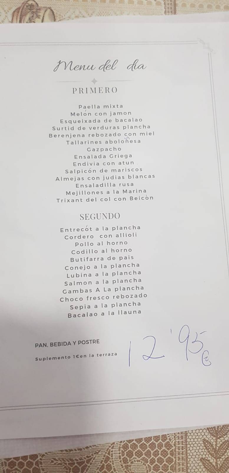Menu at Bar Cafeteria Fish, Barcelona, Carrer de Rogent