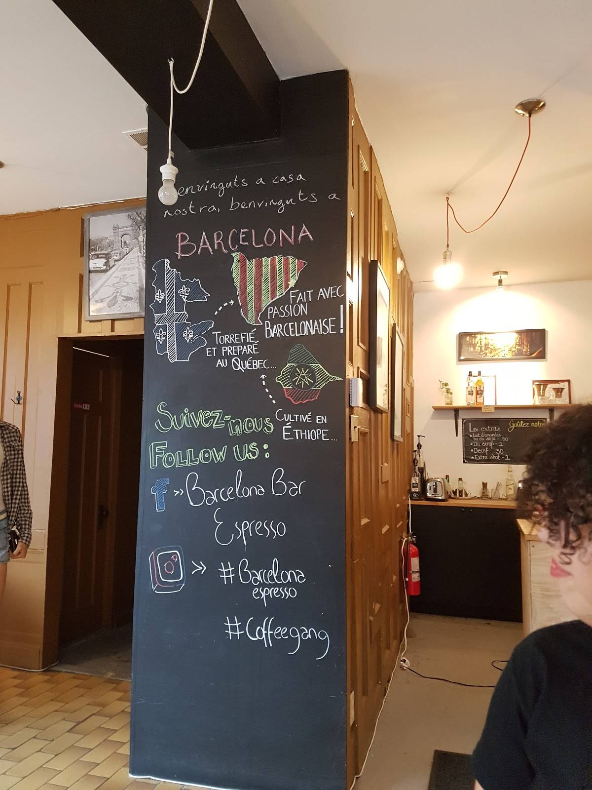 Menu au Barcelona Bar Espresso, Montréal