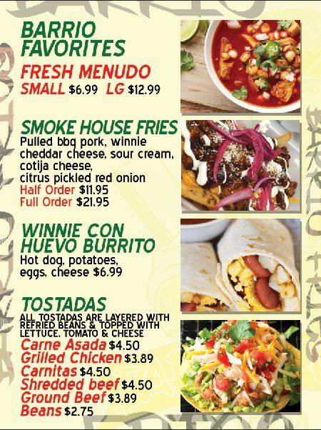 Menu at Barrio Fries Pojoaque, Pojoaque