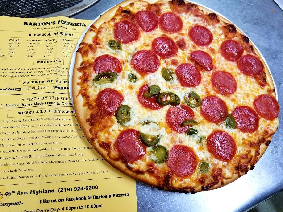 Menu at Barton's Pizzeria, Highland