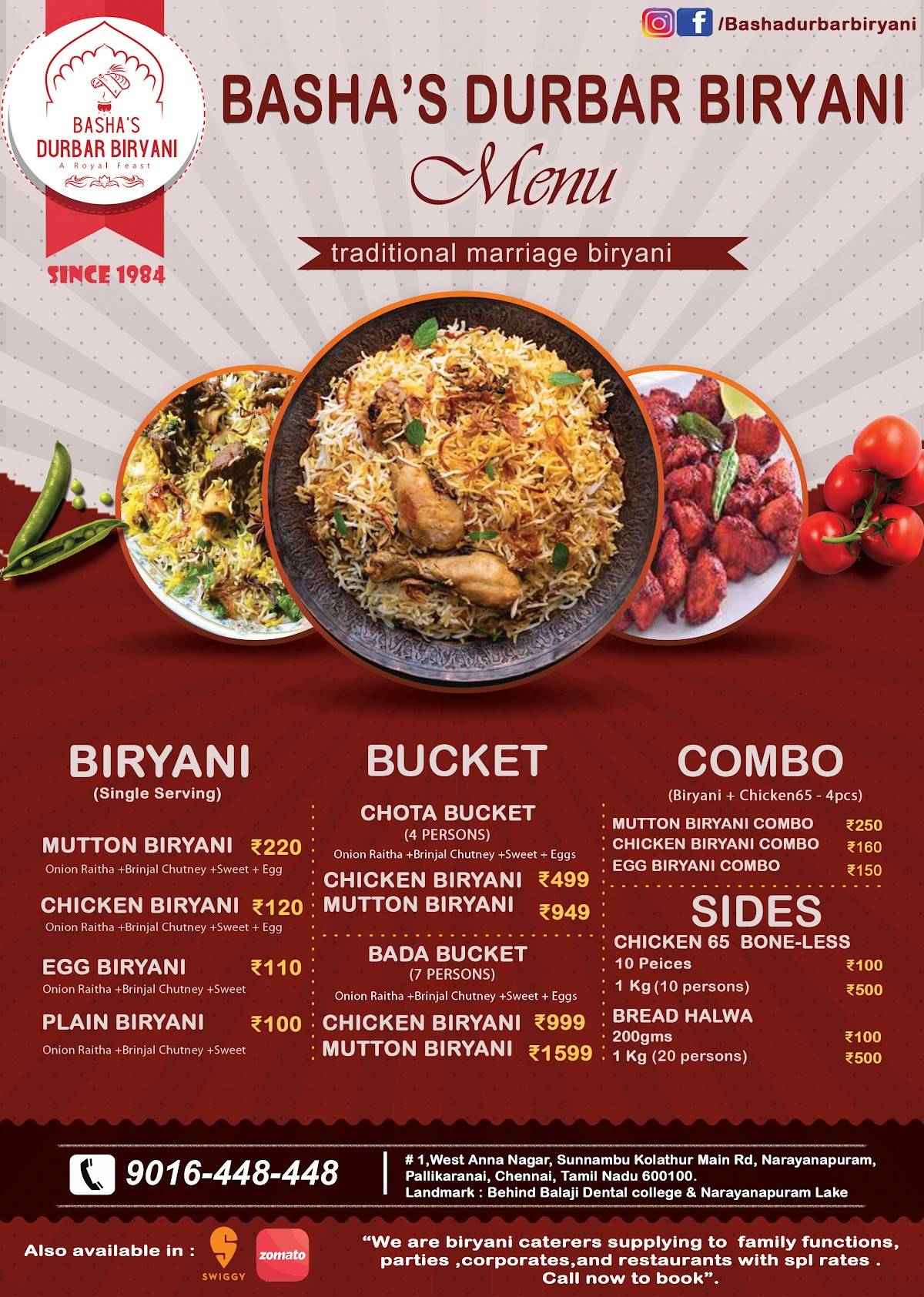 Menu at Bashas Durbar Biryani, Chennai, 1