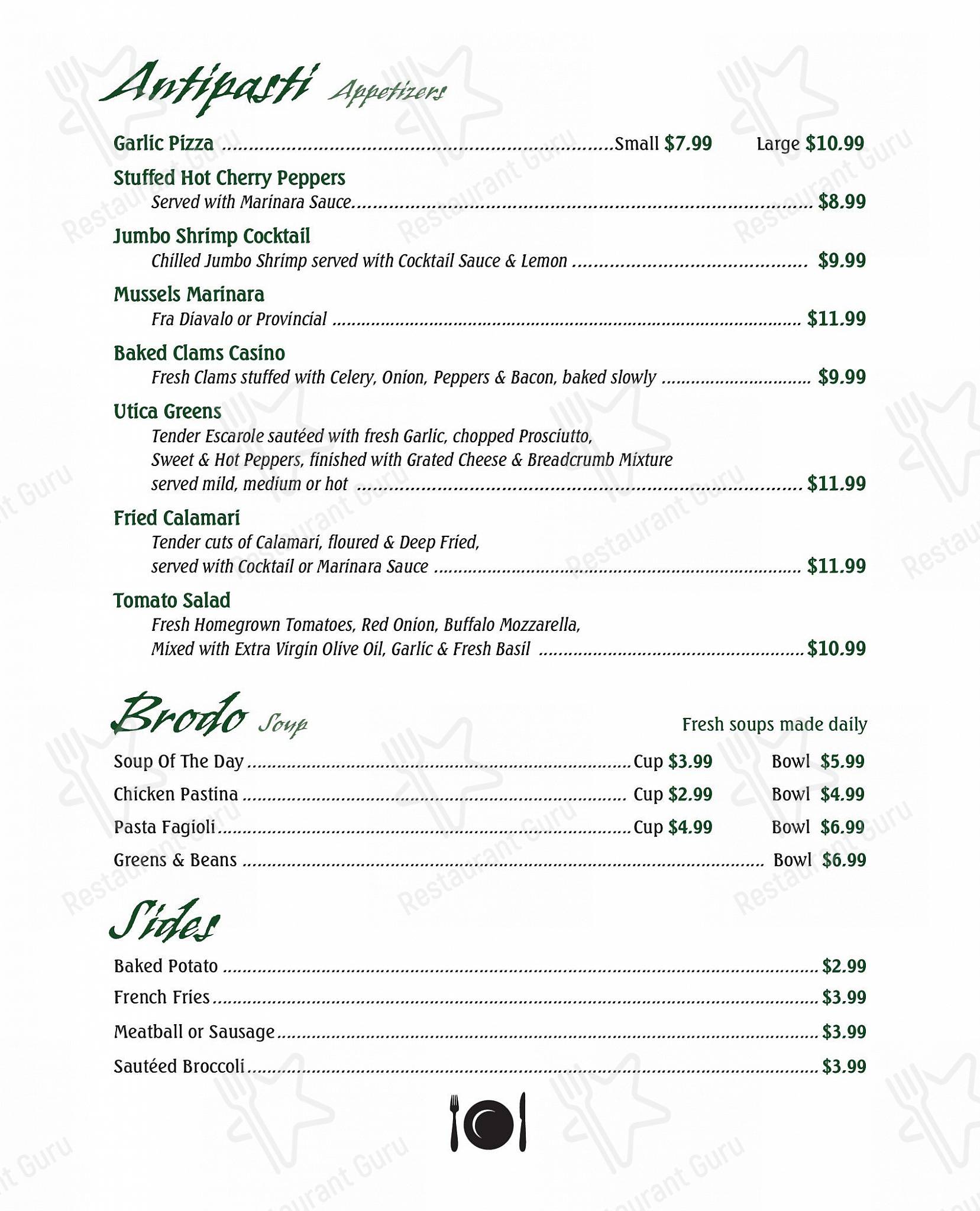 Menu at Basil Leaf restaurant, Syracuse