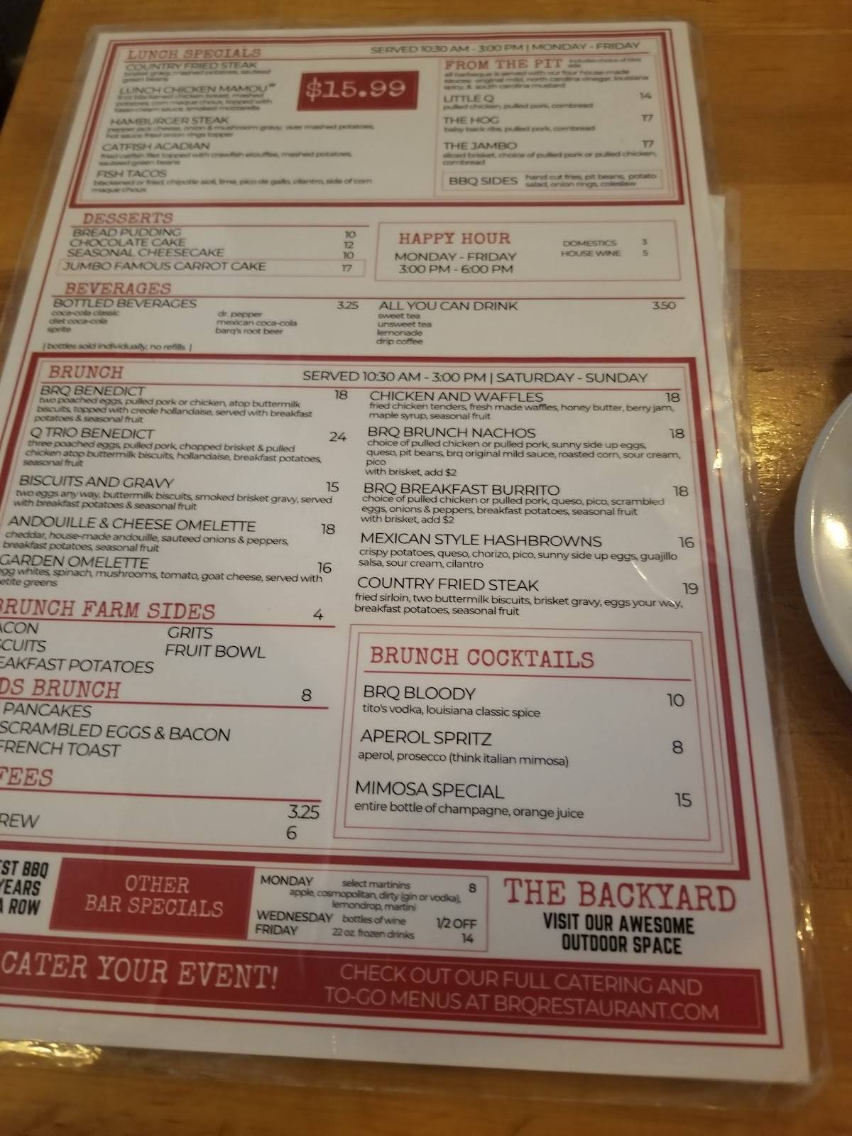 Menu at BRQ Seafood and Barbeque, Baton Rouge