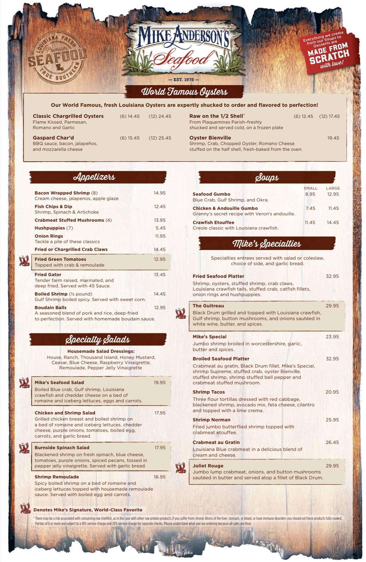Menu at Mike Anderson's - Baton Rouge restaurant, Baton Rouge