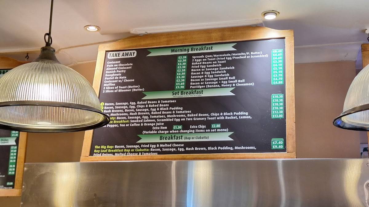 Menu at Bay Leaf Cafe, London, 19 Tottenham St