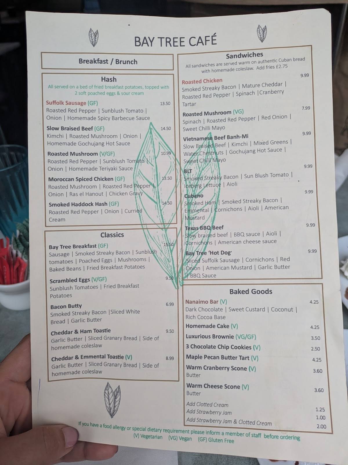 Menu at Bay Tree Cafe, Bury Saint Edmunds, 11 St John's St