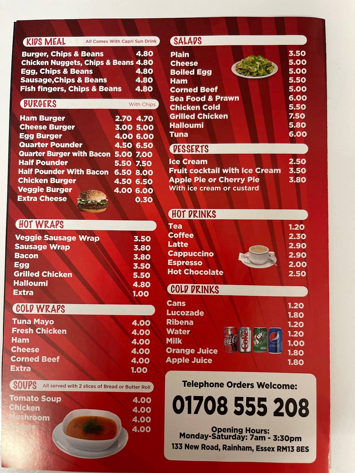 Menu at Beam Park Cafe, Rainham