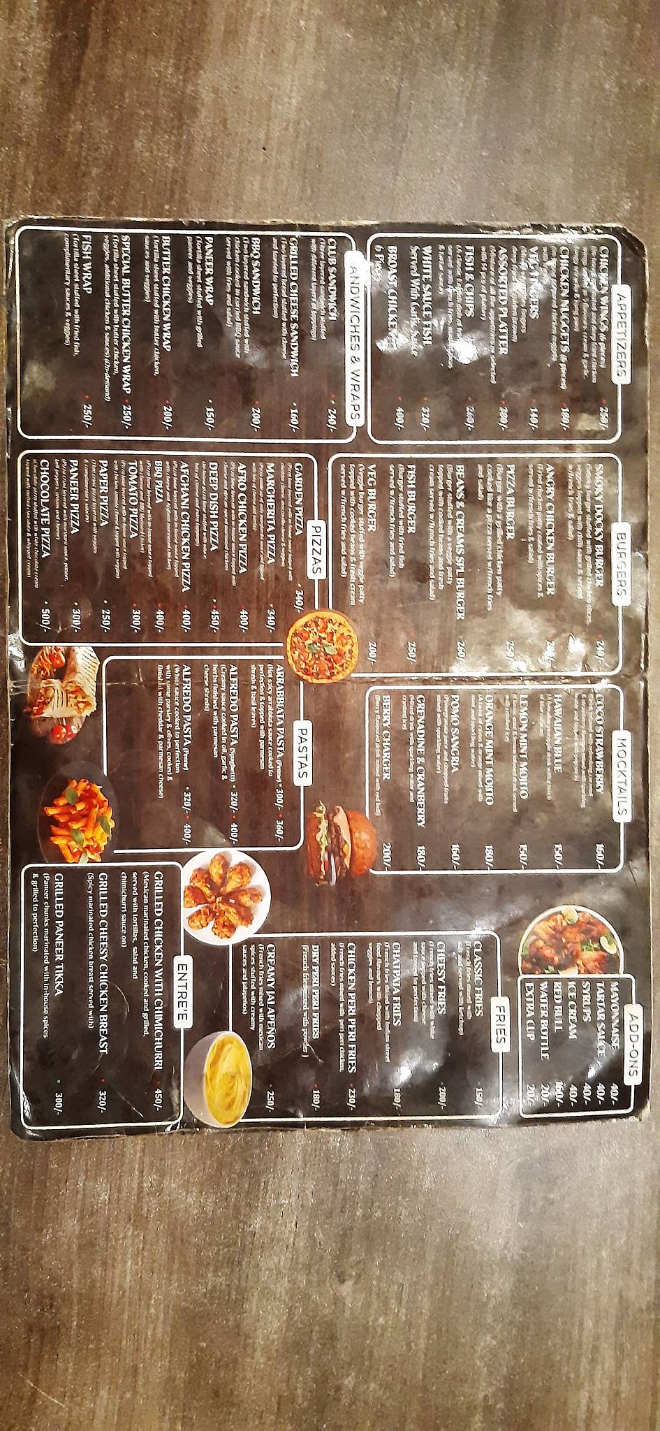 Menu at Beans and Creams Coffee Shop, Hyderabad