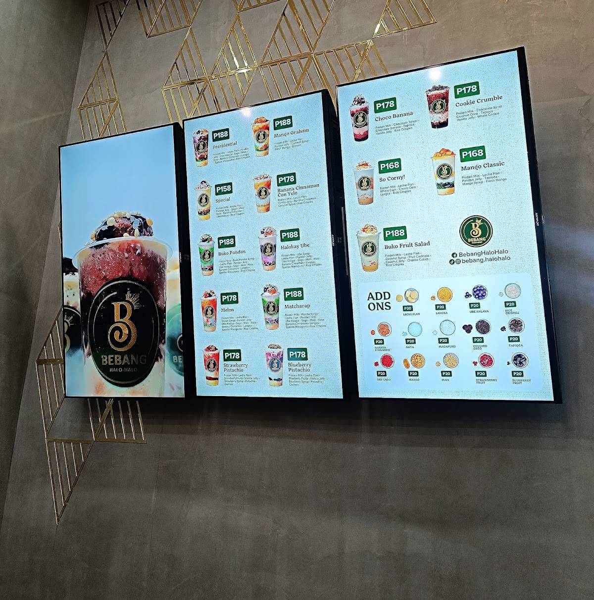 Menu at Bebang Halo-Halo desserts, Mandaluyong