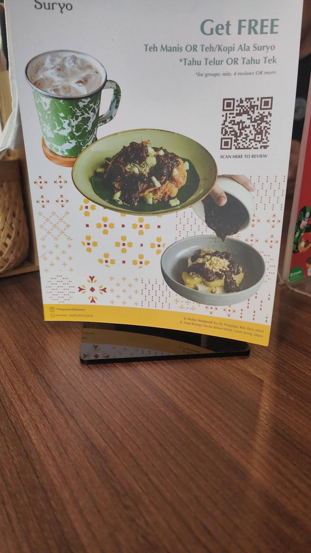 Carta del restaurante Begor Pondok Suryo, Central Jakarta, Jl. Tlk ...
