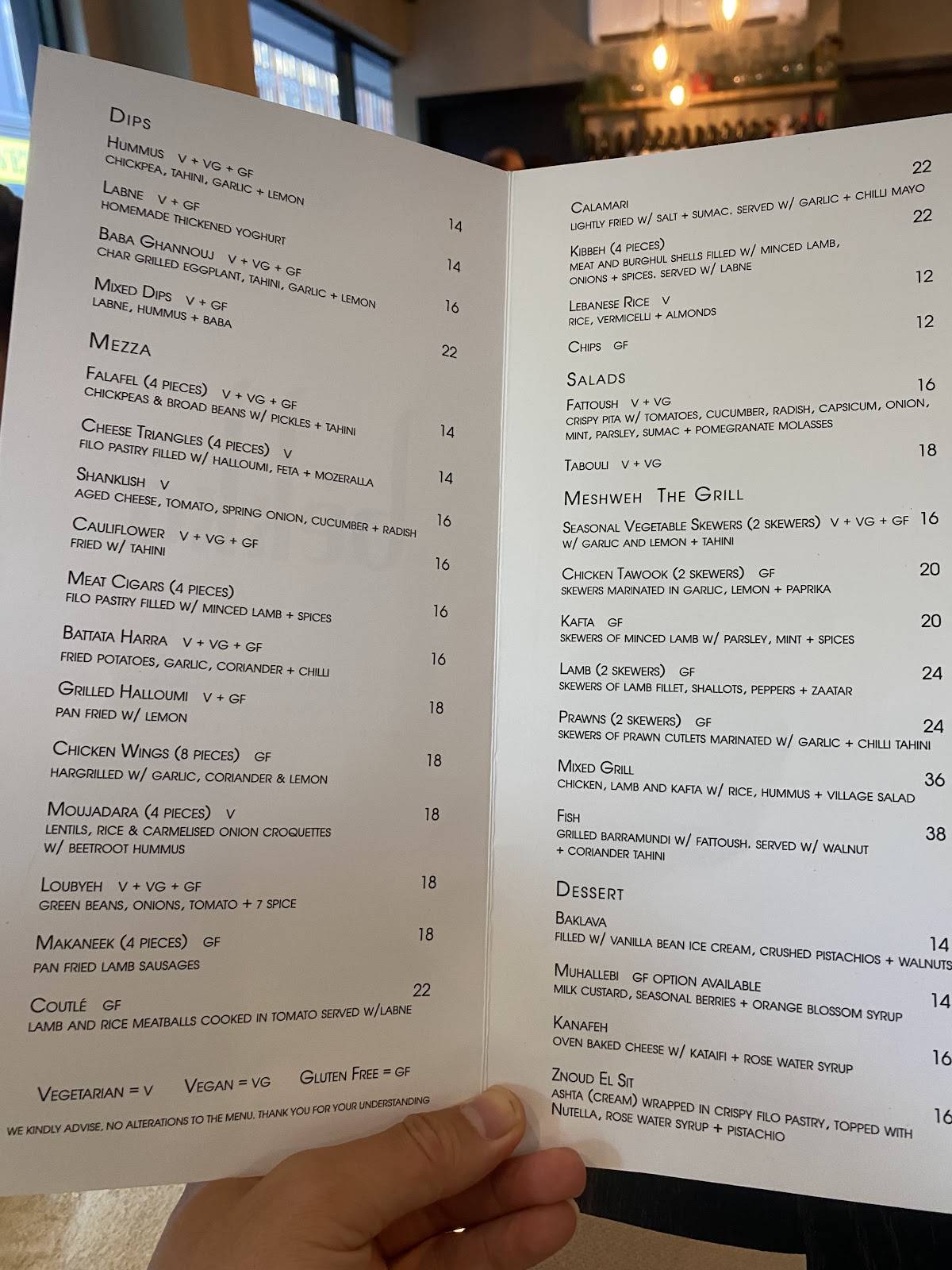 Menu at Bekka restaurant, Moonee Ponds