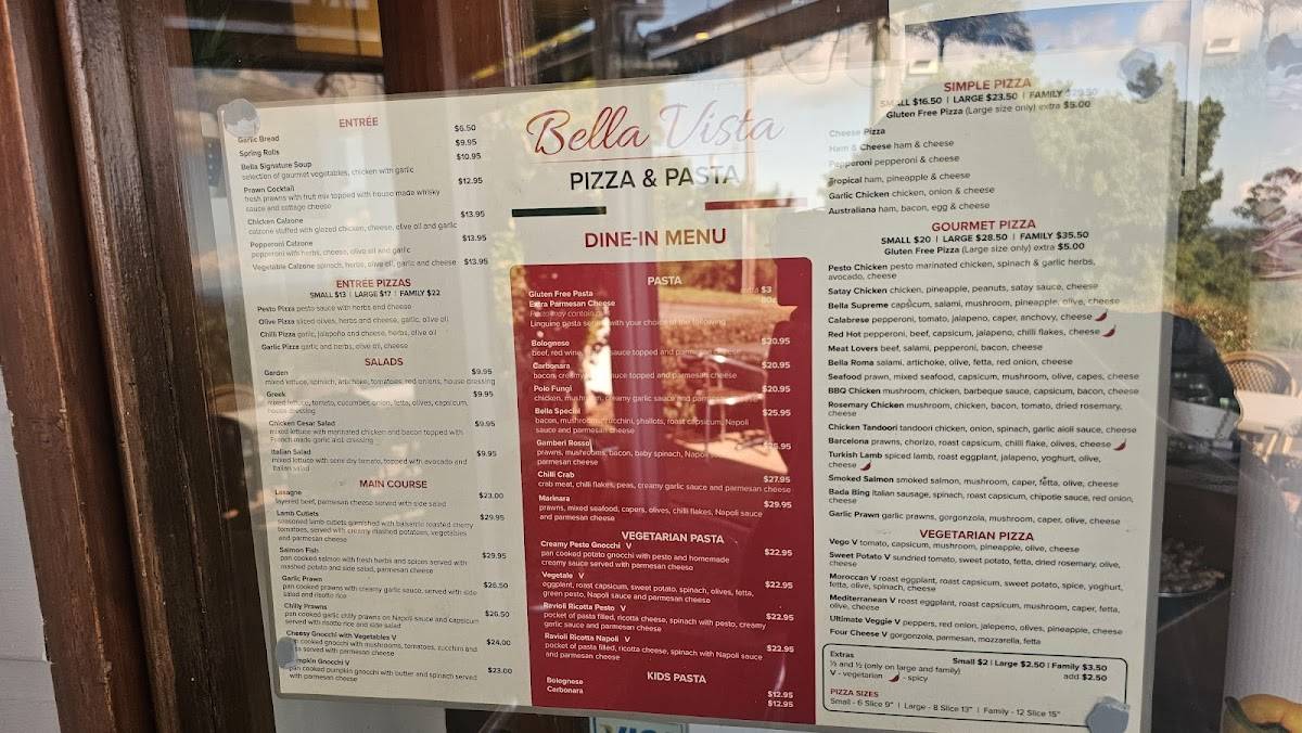 Menu at Bella Vista Pizza & Pasta pizzeria, Mapleton