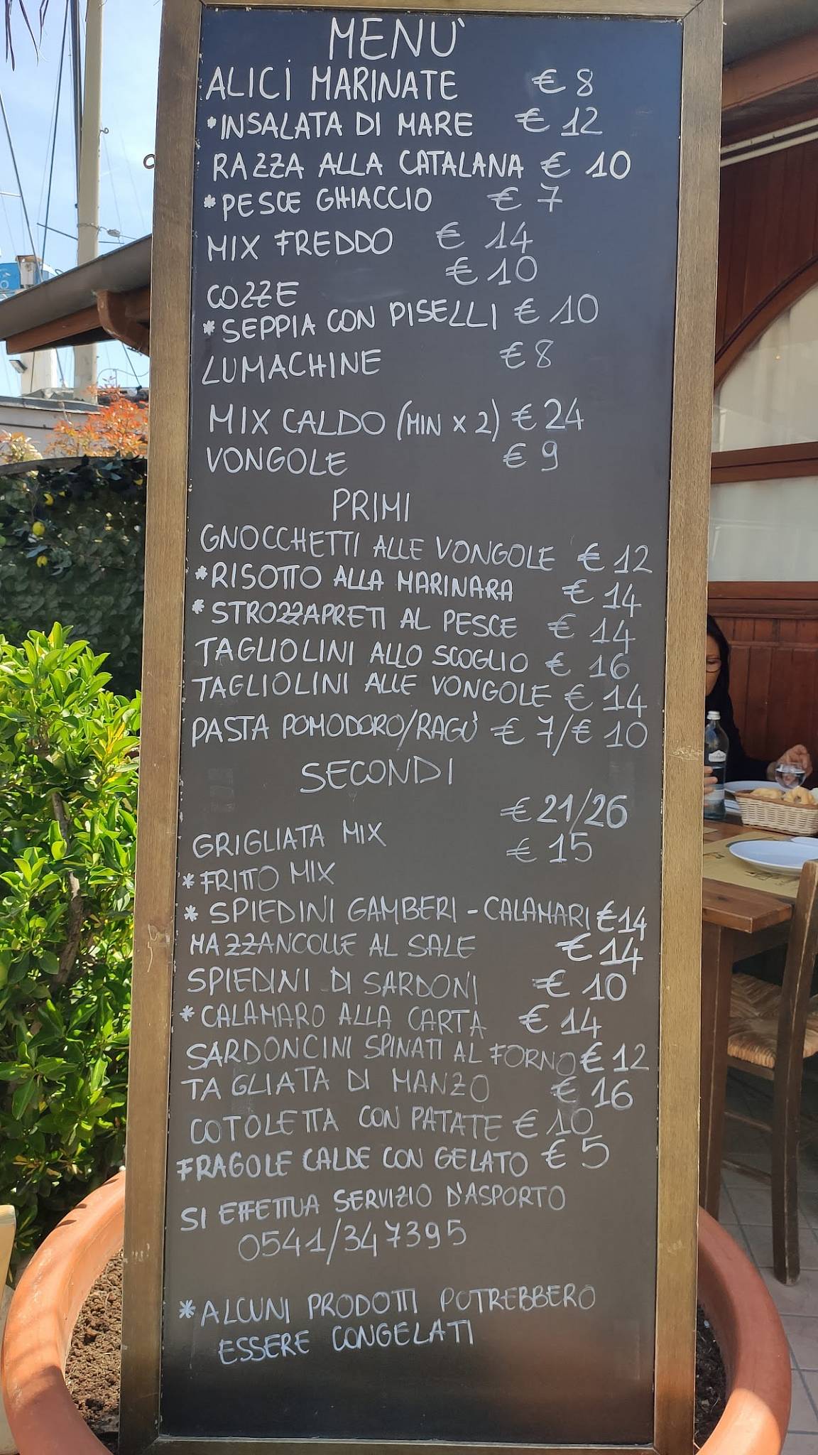 Menu da La Baracca, Bellaria