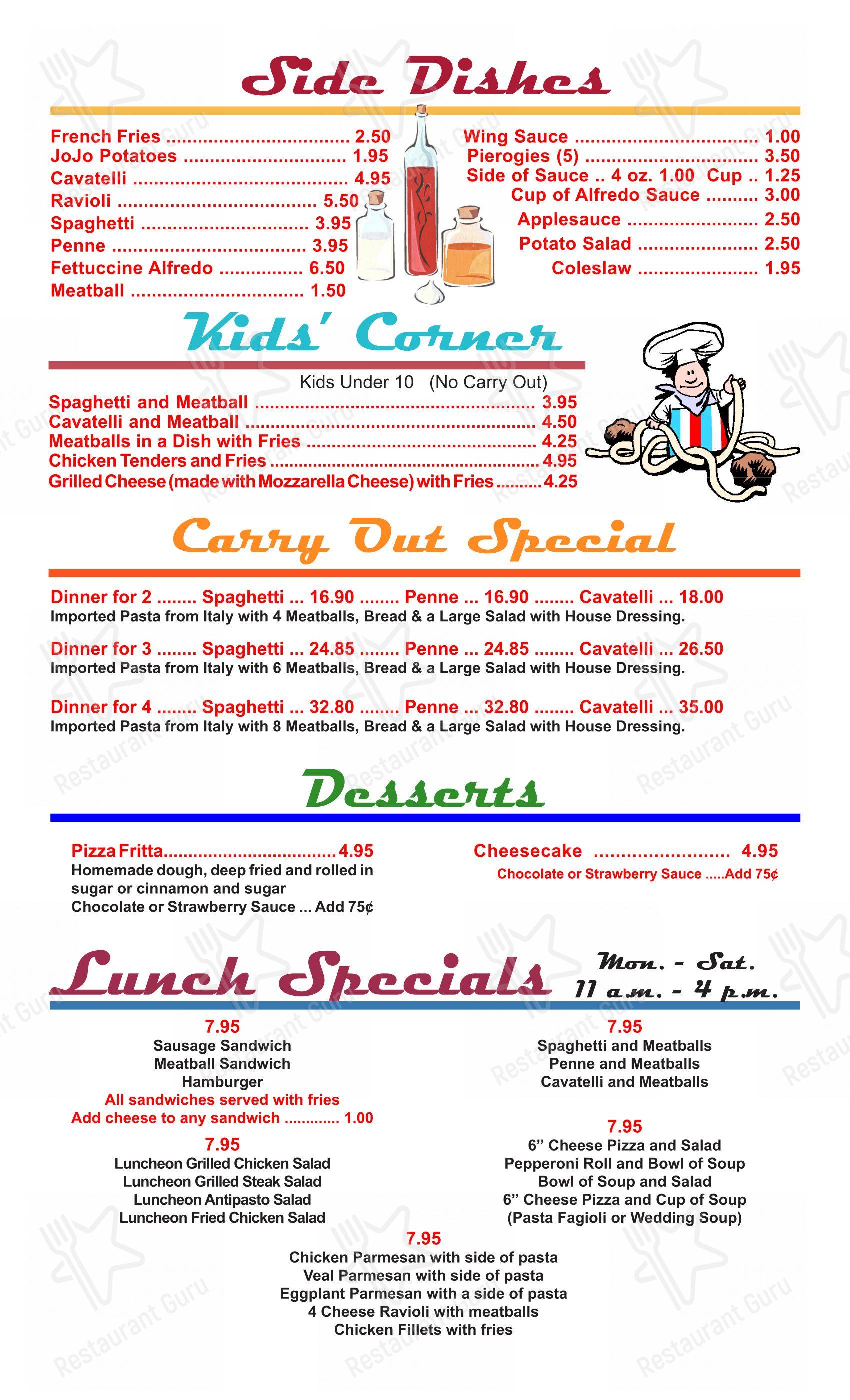 Menu at Belleria Boardman pizzeria, Boardman, Market St