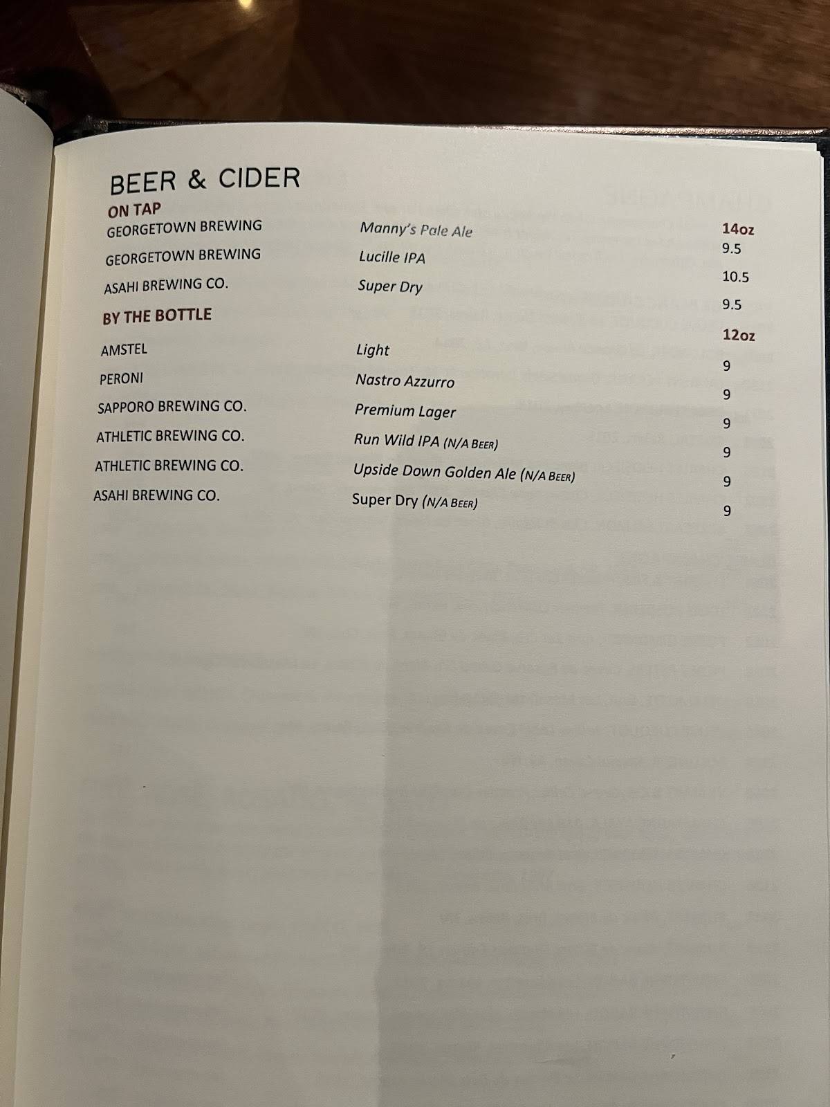 Menu at Ascend Prime Steak & Sushi restaurant, Bellevue