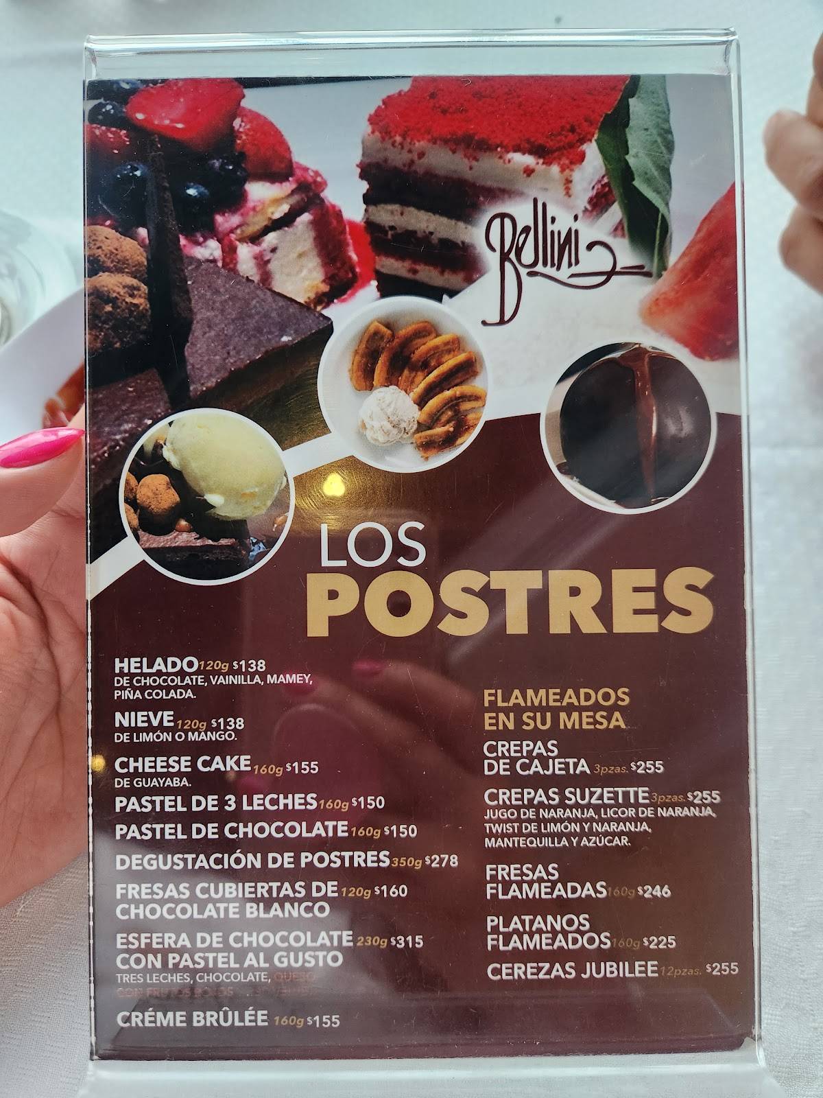 Carta de Bellini Restaurante Giratorio, Ciudad de México, Montecito 38 ...