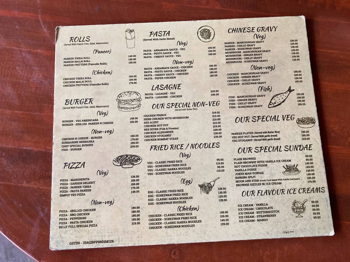 Menu at Belly Full Cafe, Hosur
