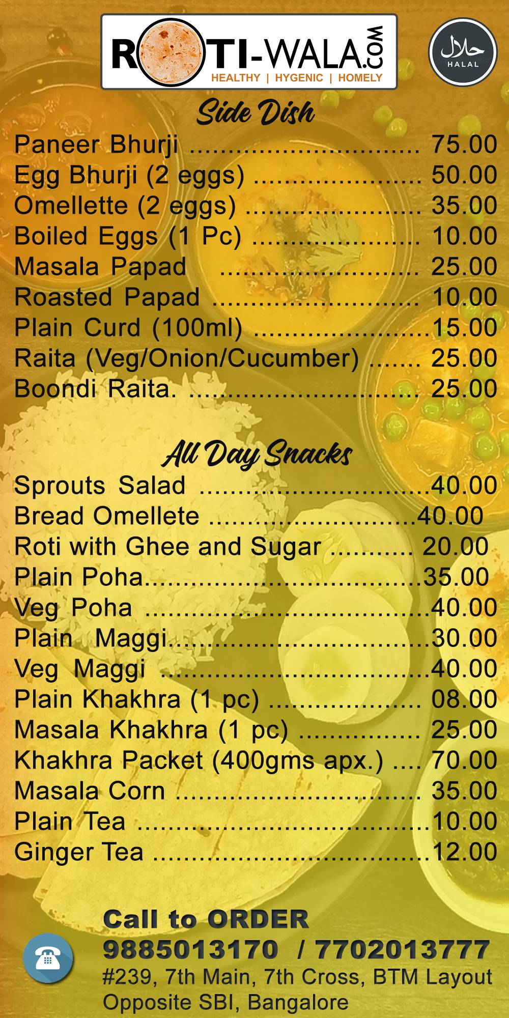 Menu at Roti-Wala.com, Bengaluru, 7th