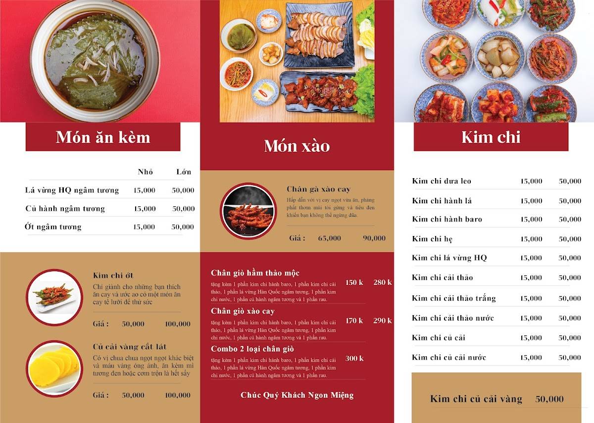Menu at Bếp Ăn Hàn Quốc - Jokbal Damsa restaurant, Ho Chi Minh City