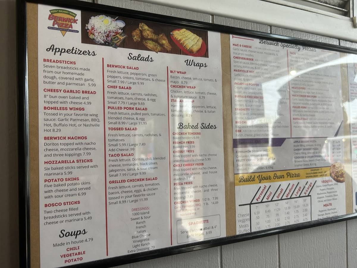Menu at Berwick Pizza pizzeria, Green Camp, 205 Marion St