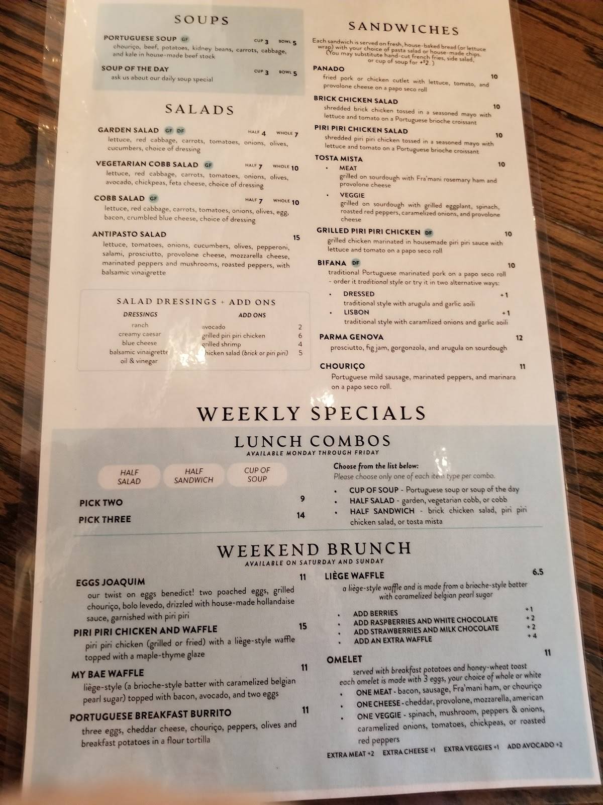 Menu at Bica Café cafe, Noblesville