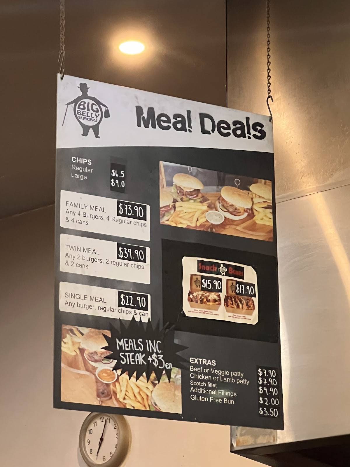 Menu at Big Belly Burgers fast food, Caulfield