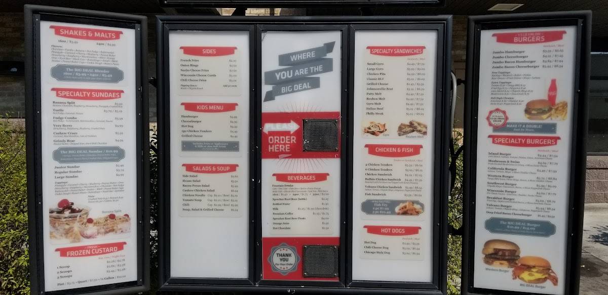 Menu at Big Deal Burgers & Custard restaurant, West Allis