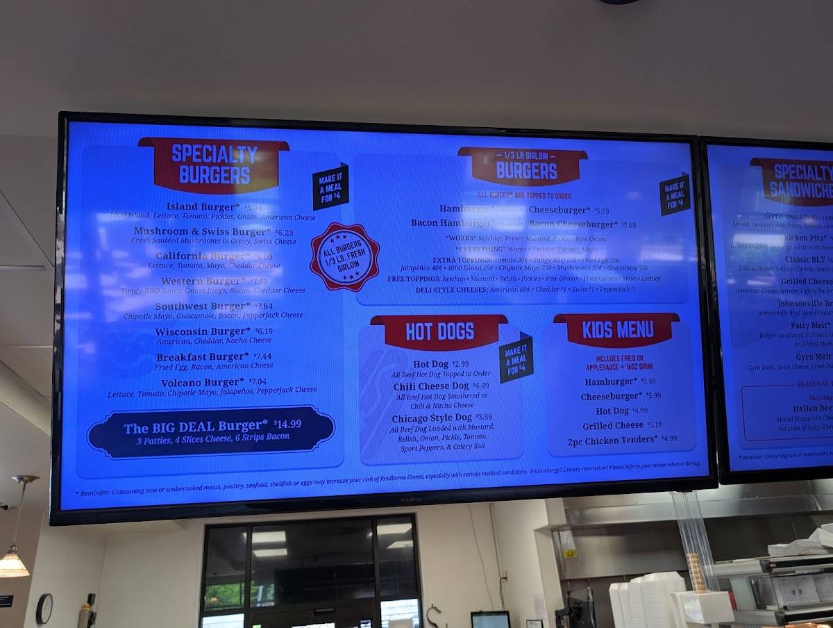 Menu at Big Deal Burgers & Custard restaurant, West Allis