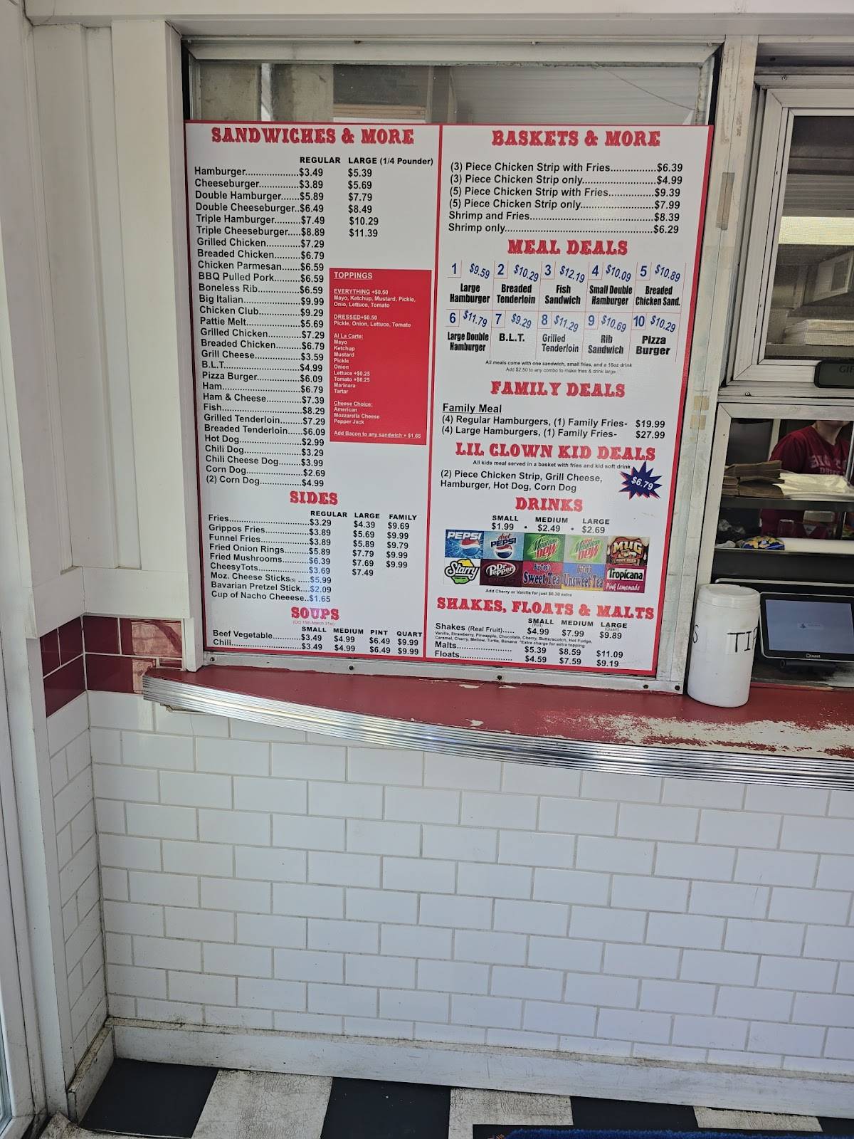 Menu at Big Top Drive In restaurant, Evansville, W Maryland St